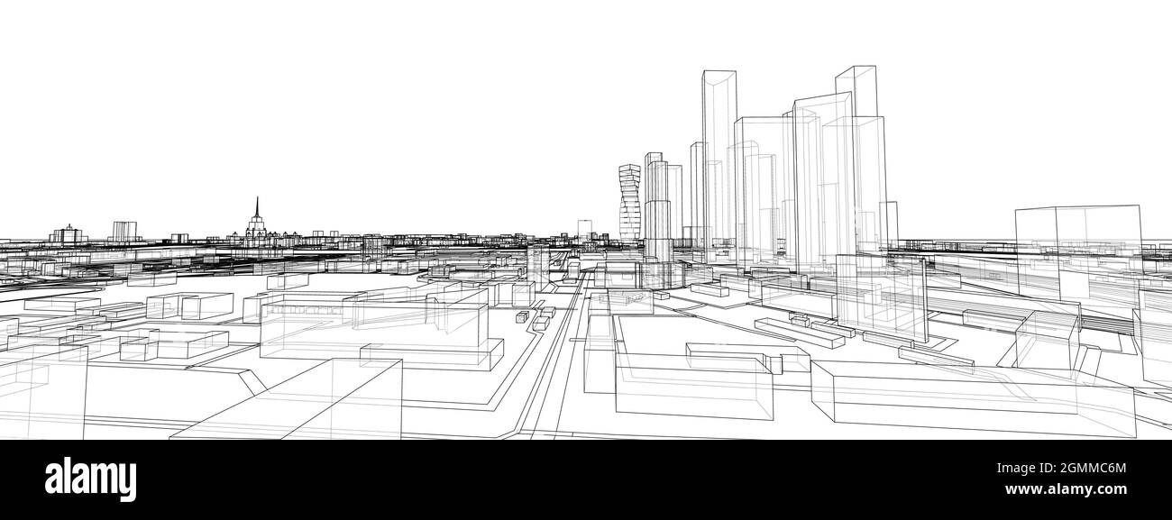 Vector 3d urban landscape. Buildings and roads Stock Vector Image & Art ...