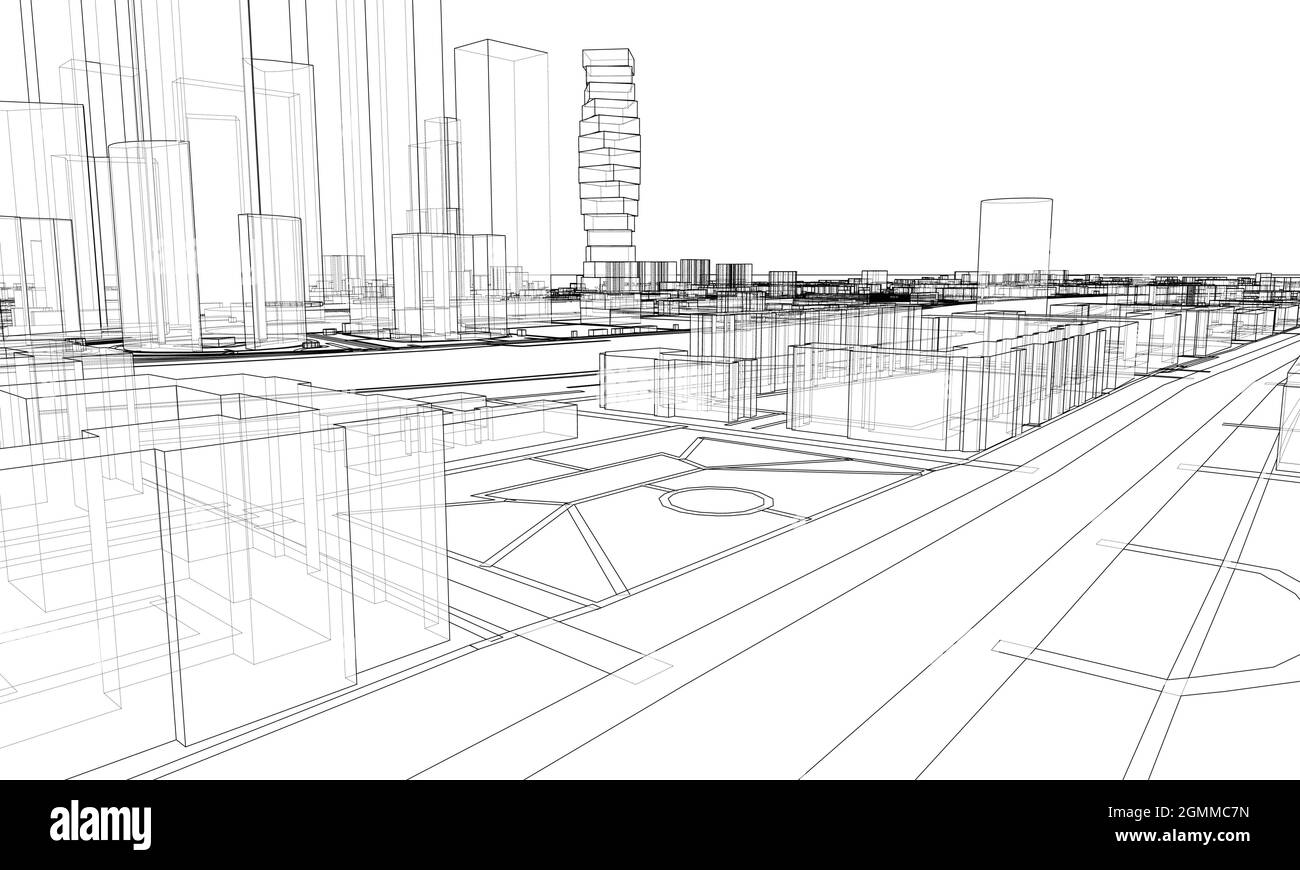 Vector lines buildings and city roads, town design Stock Vector Image ...