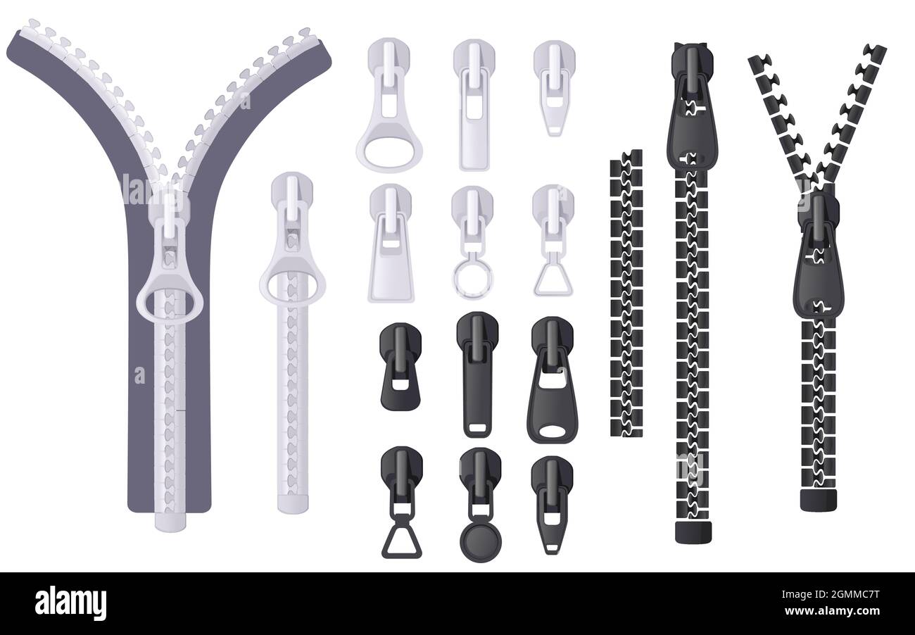 Set of different zippers vector illustration on white background Stock Vector Image & Art - Alamy