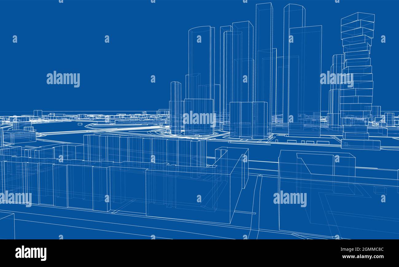 Vector lines buildings and city roads, town design Stock Vector Image ...