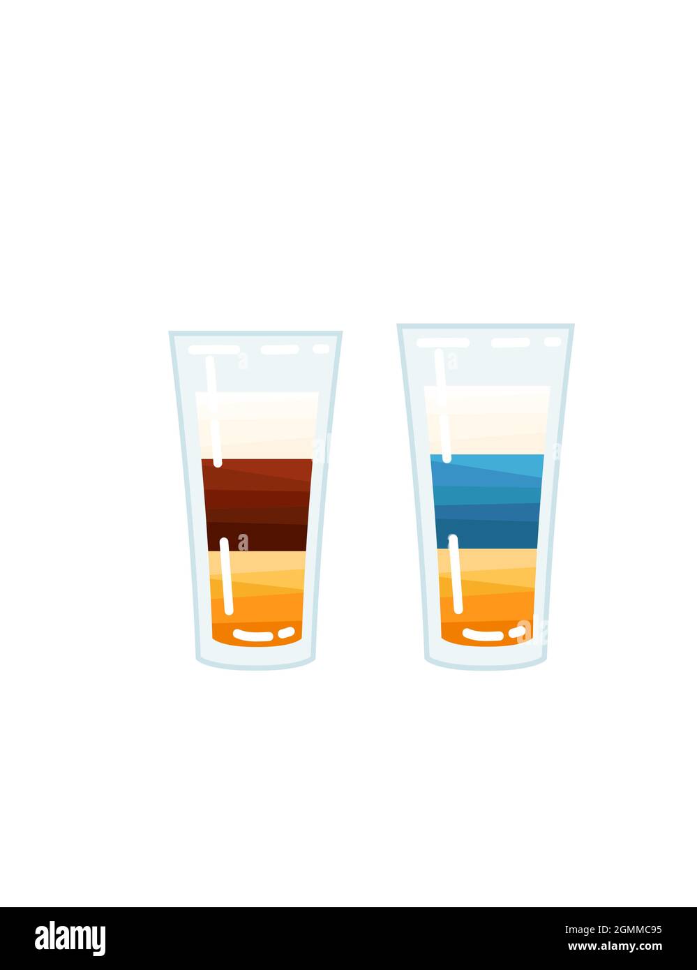 Alcoholic shots in glass vector illustration of summer beach drink on ...