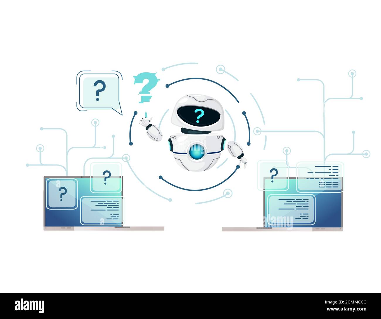 Modern robot mascot help assistant concept vector illustration on white ...