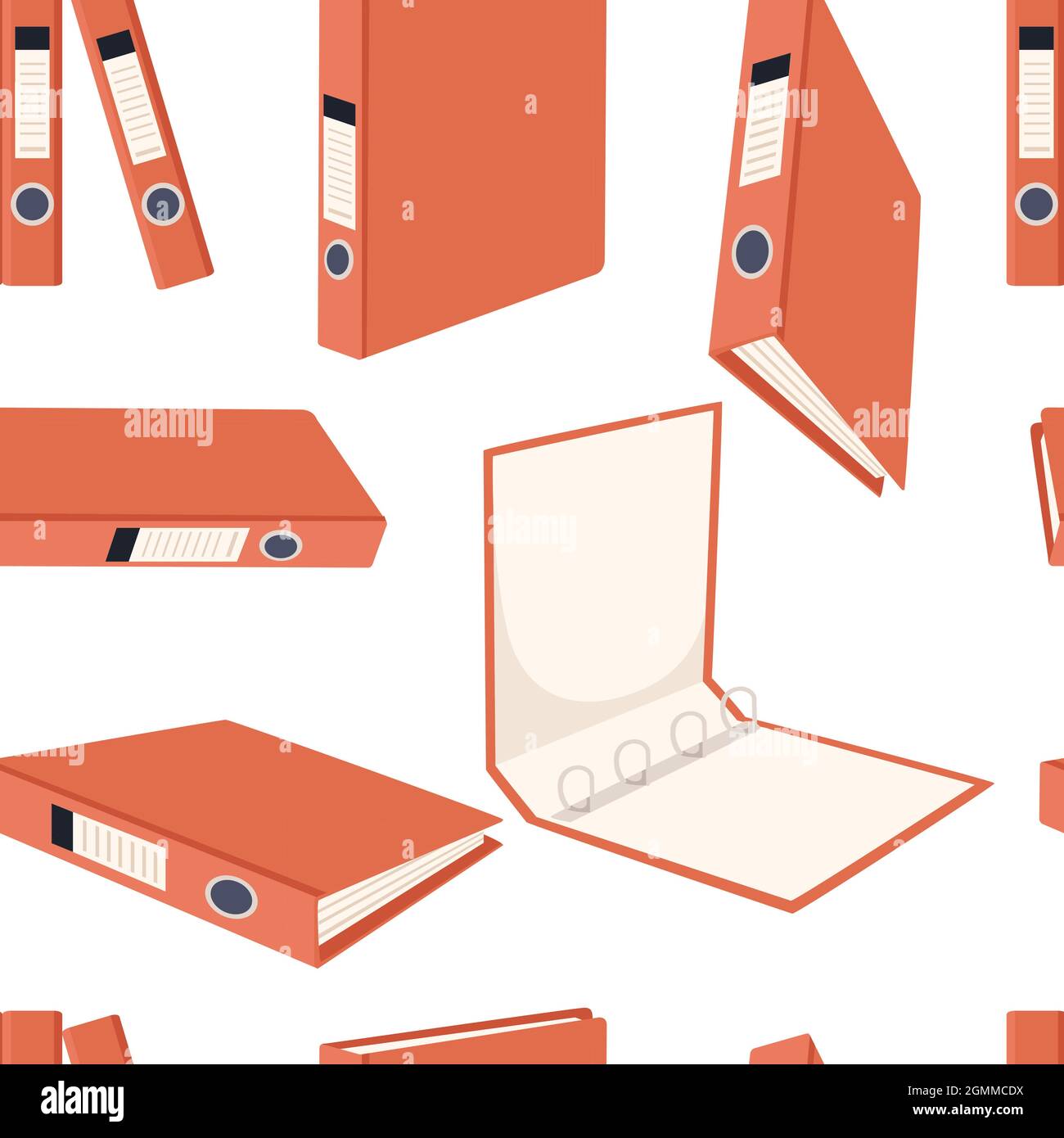 Seamless pattern red color office supplies hard cardboard folders with ...