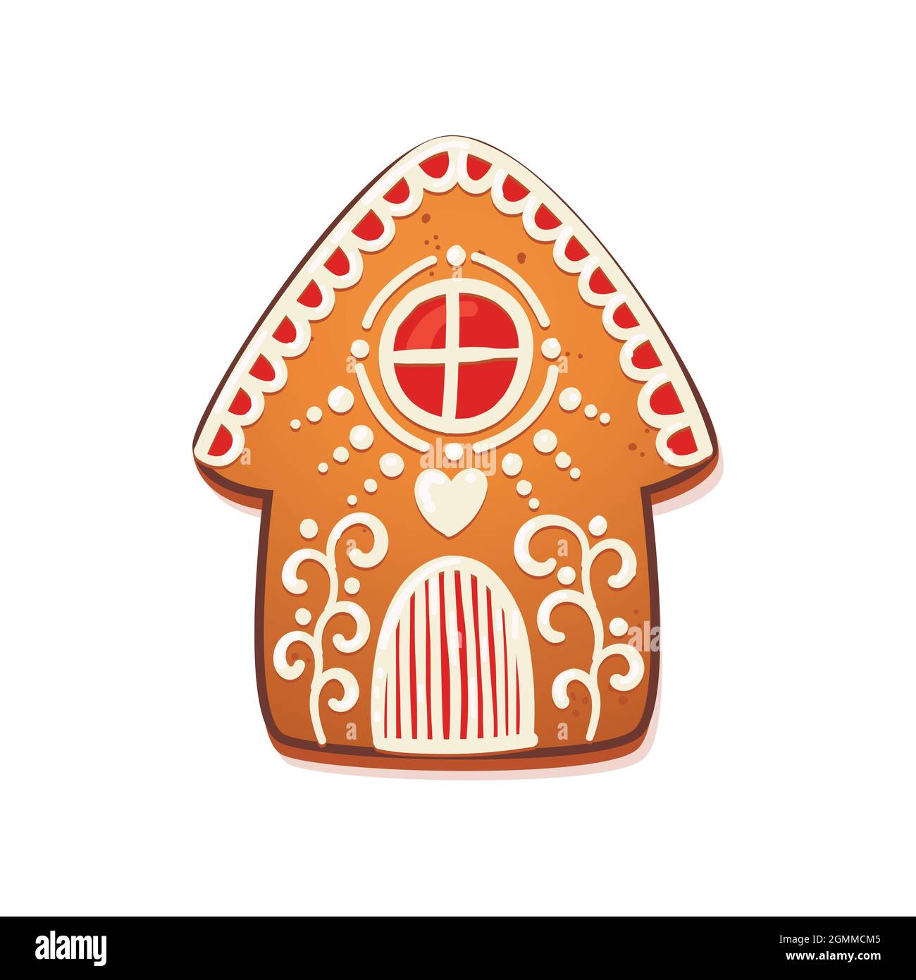 Gingerbread House. Cute Christmas Traditional Cookie with white icing ...