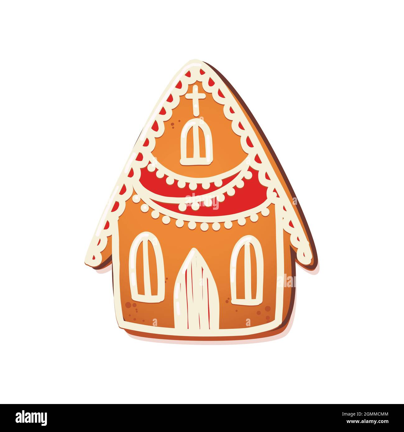 Gingerbread House. Cute Christmas Traditional Cookie with white icing ...