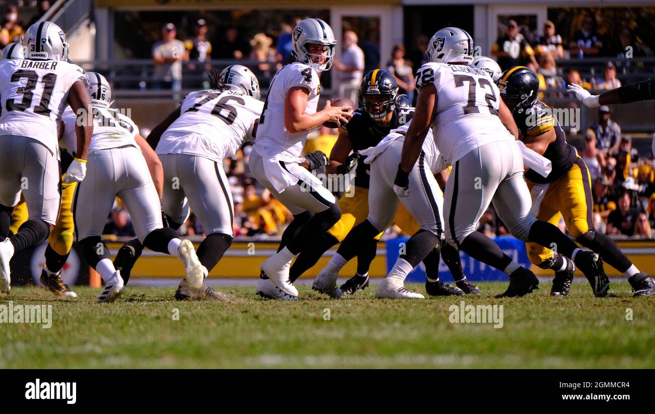September 19th, 2021: Derek Carr #4 during the Pittsburgh Steelers vs ...
