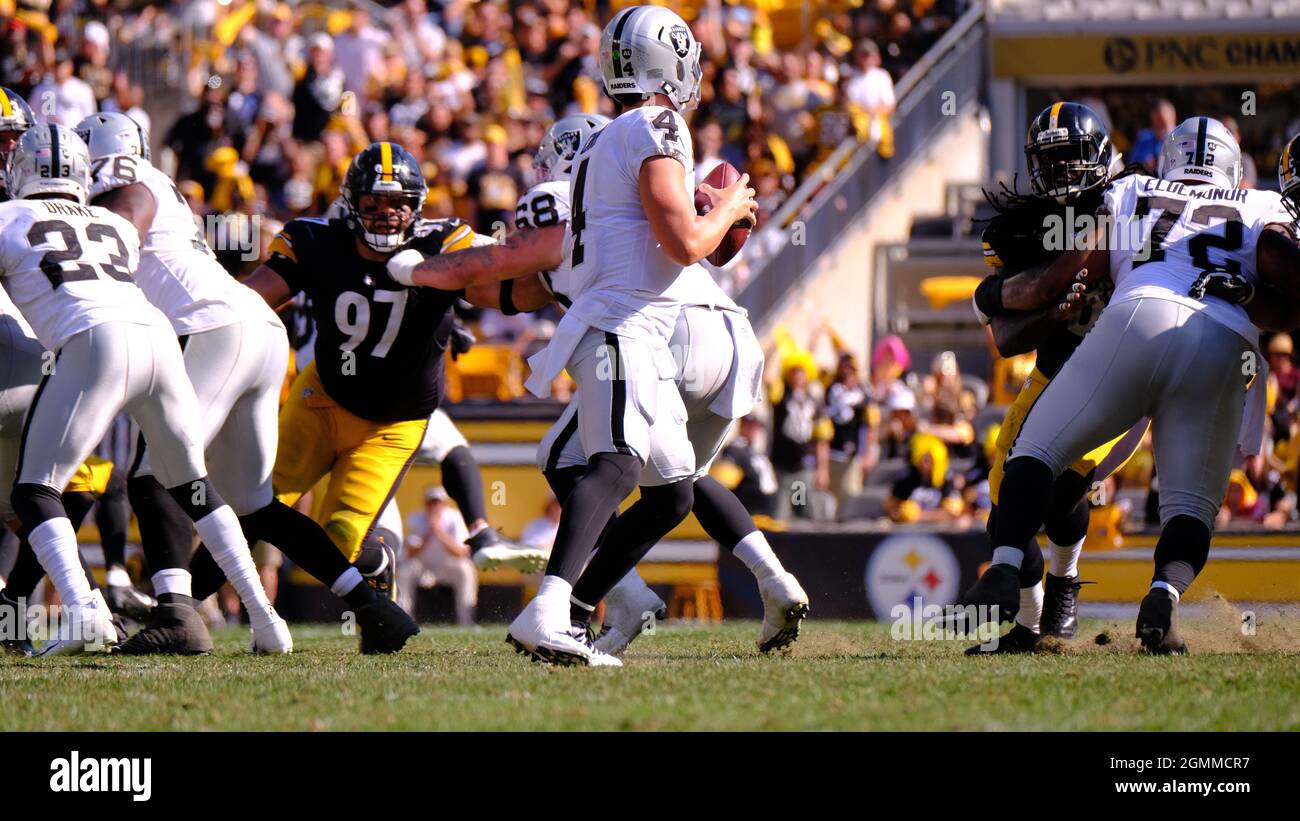 September 19th, 2021: Derek Carr #4 during the Pittsburgh Steelers vs ...