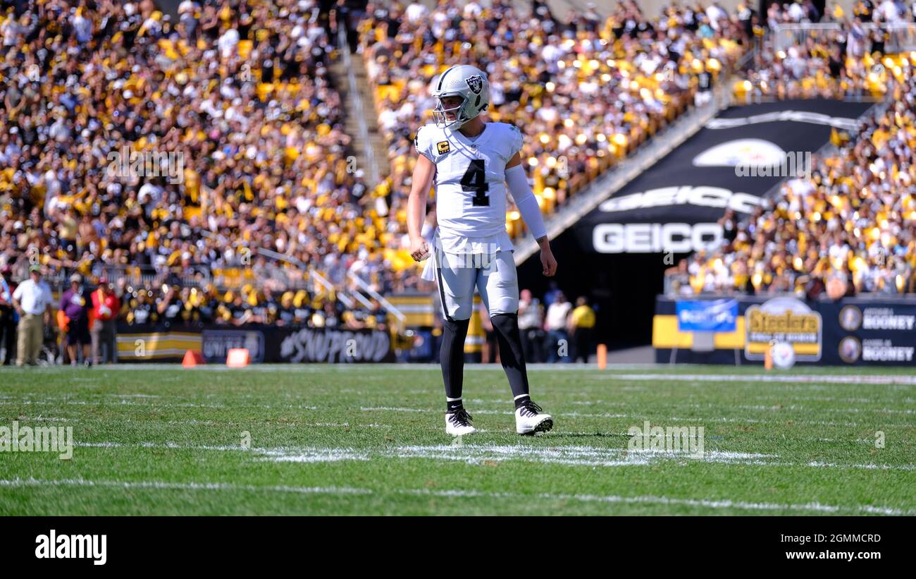 September 19th, 2021: Derek Carr #4 during the Pittsburgh Steelers vs ...