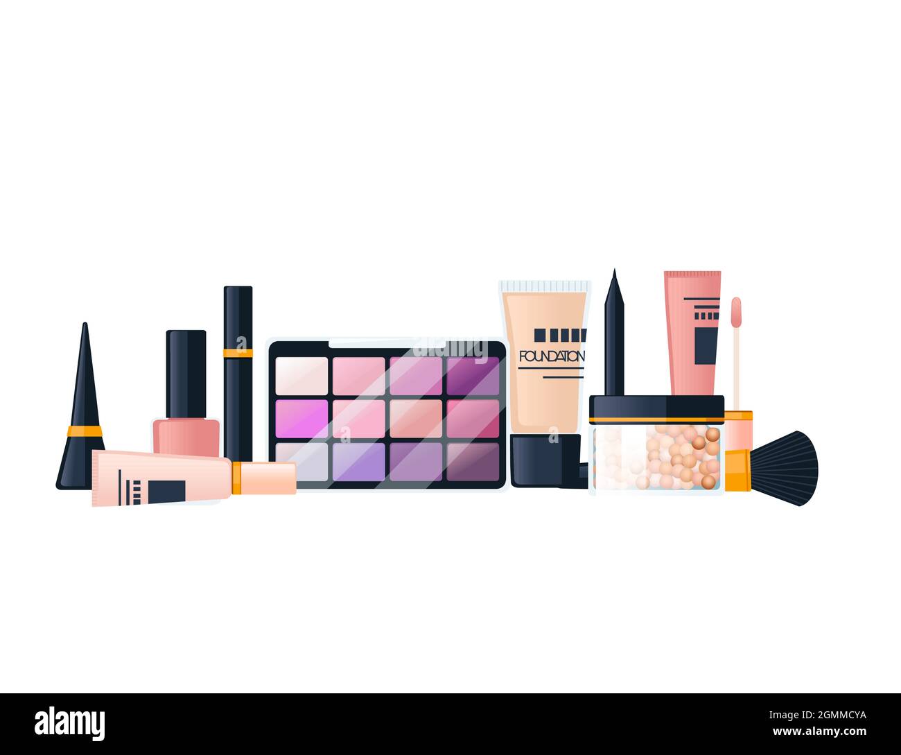 Set of cosmetic items vector illustration on white background Stock ...