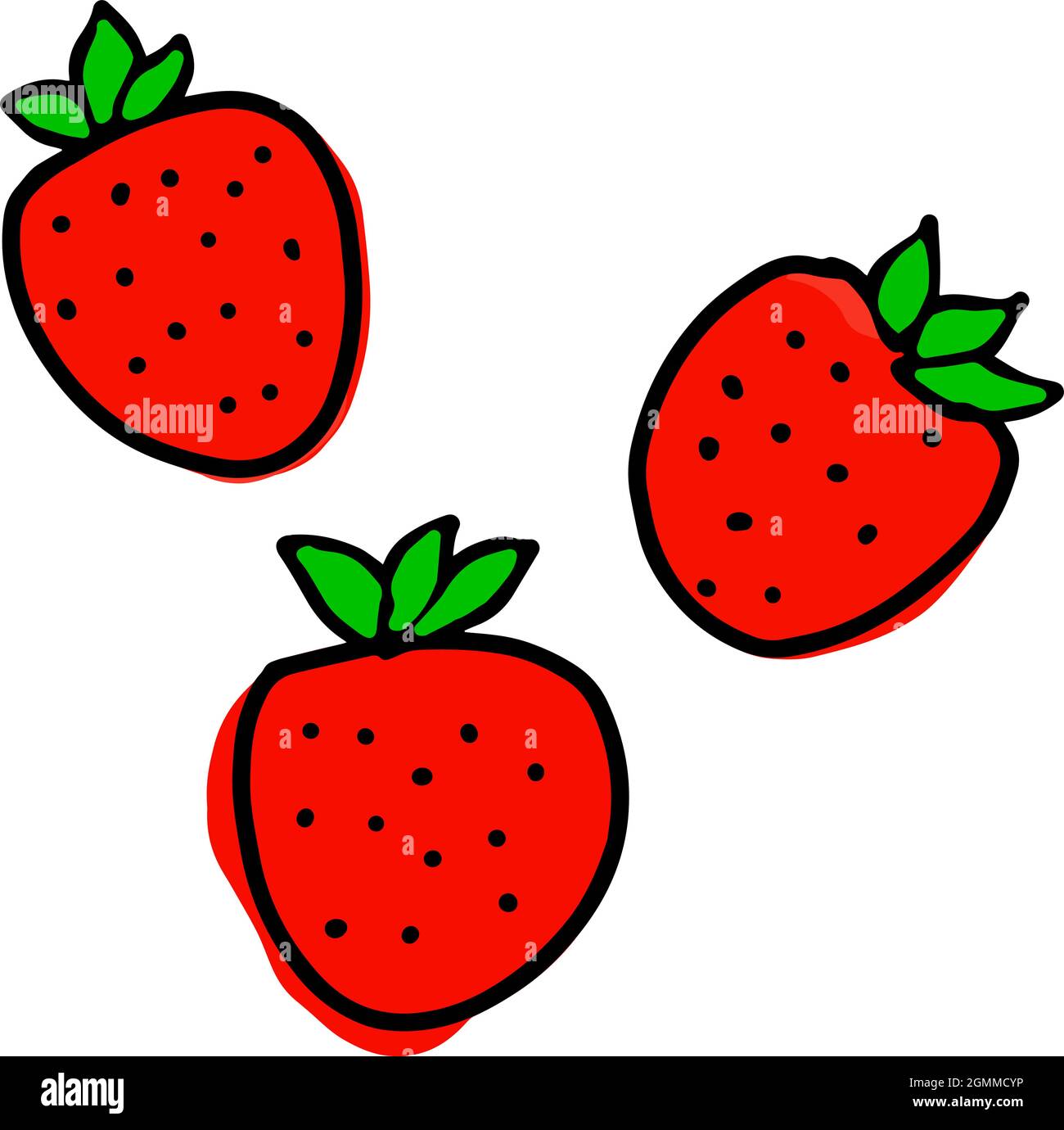 Three fresh juicy strawberries Stock Vector Images - Alamy