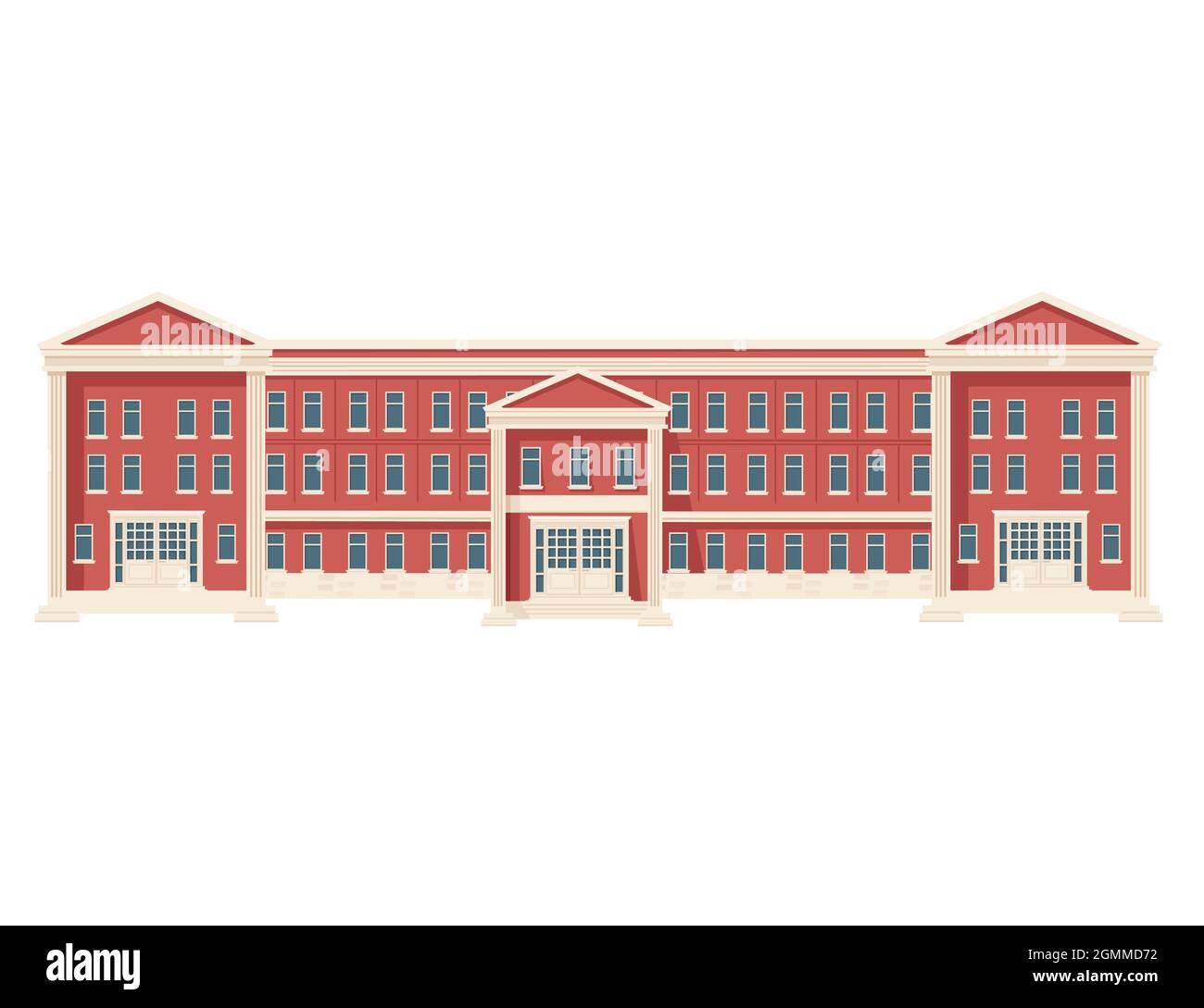 Red color classic USA architecture government building vector ...