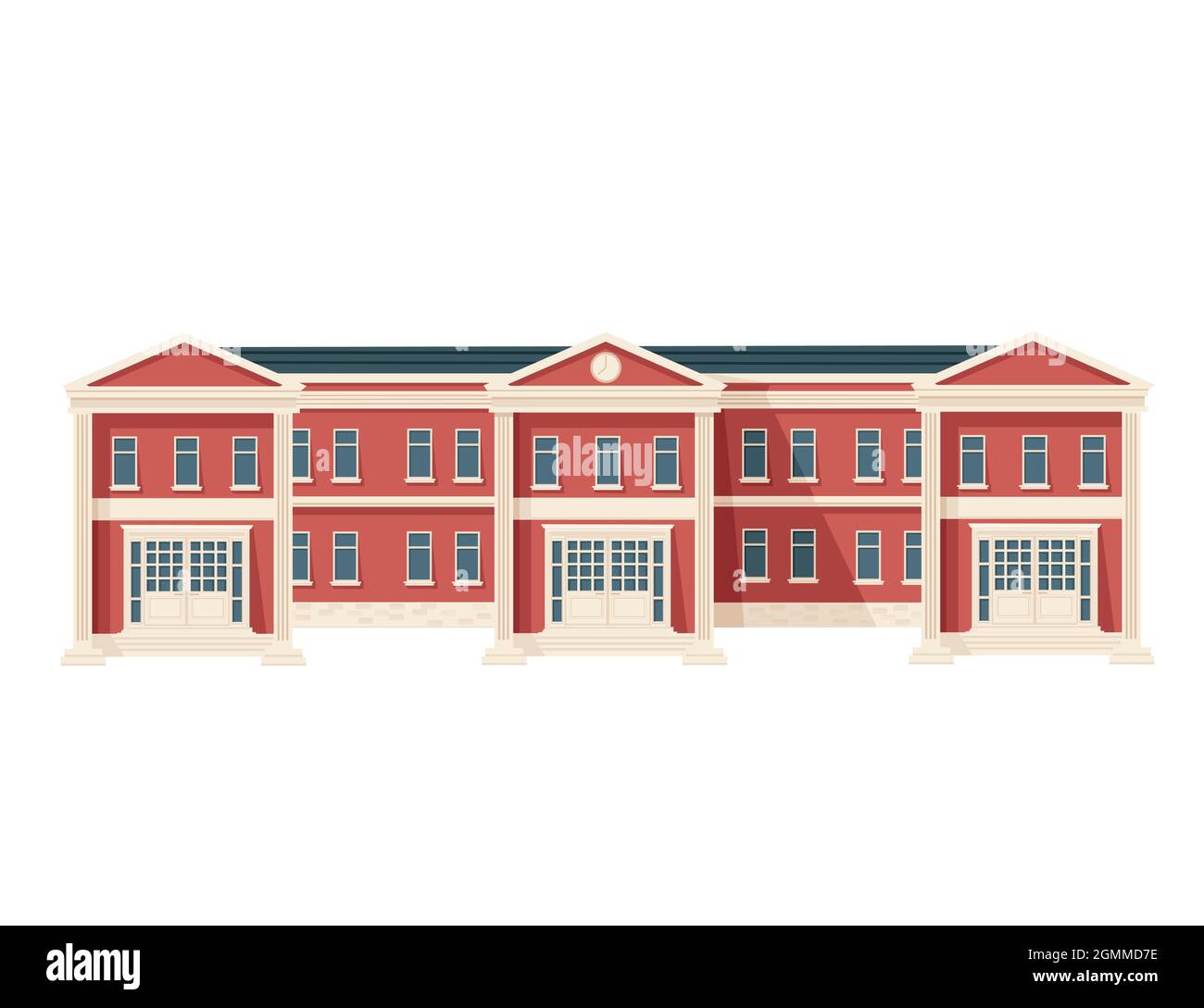 Red color classic USA architecture government building vector ...