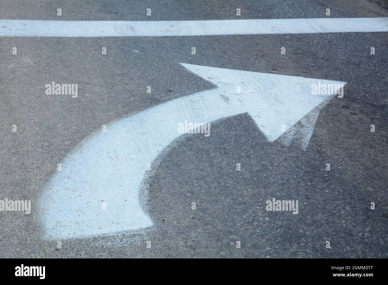 Arrow turn left sign on on the asphalt. Road signs in Israel Stock ...