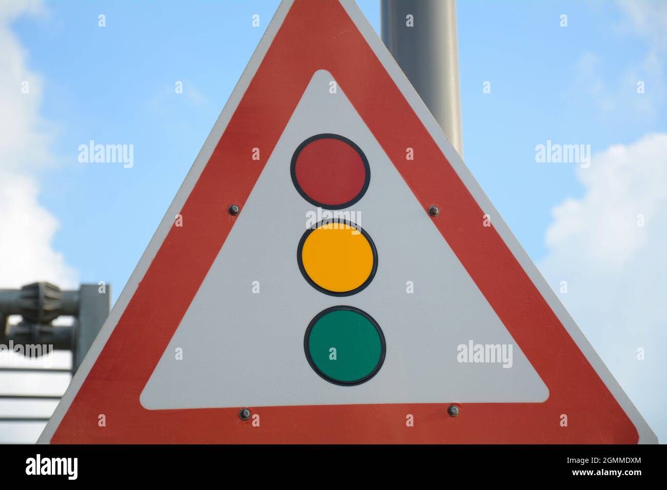 Traffic signals ahead. Signs giving warnings. Road signs in Israel ...
