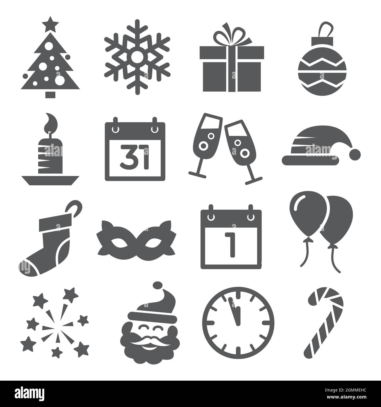 New Year icons on white background Stock Vector Image & Art - Alamy