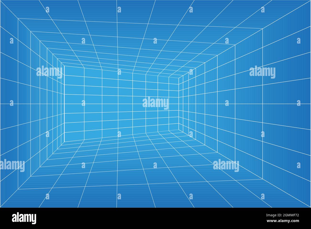 Grid perspective blueprint room. Wireframe millimeter paper background ...