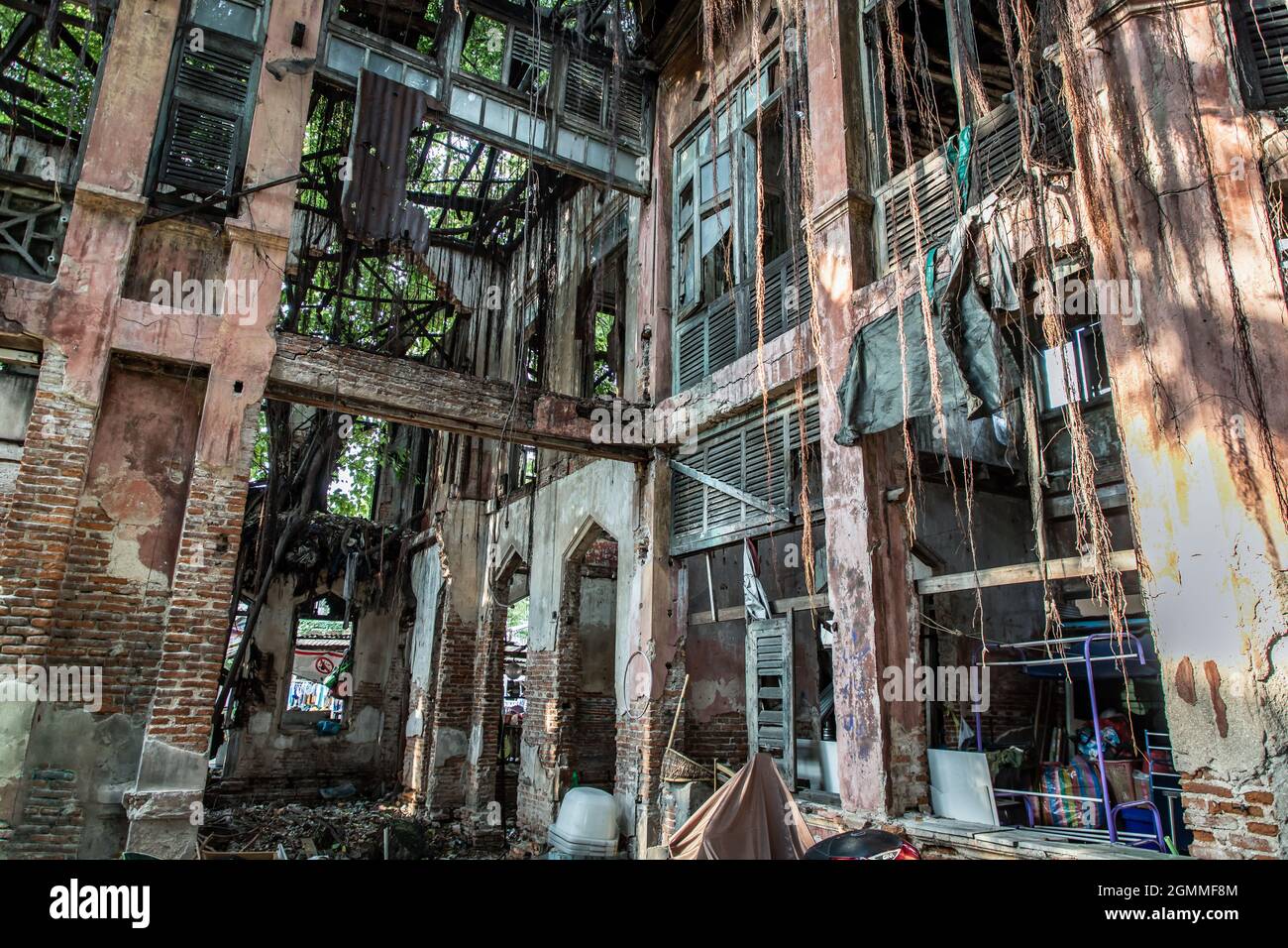 Bangkok, Thailand - 29 Aug 2020 : The abandoned building with visible ...