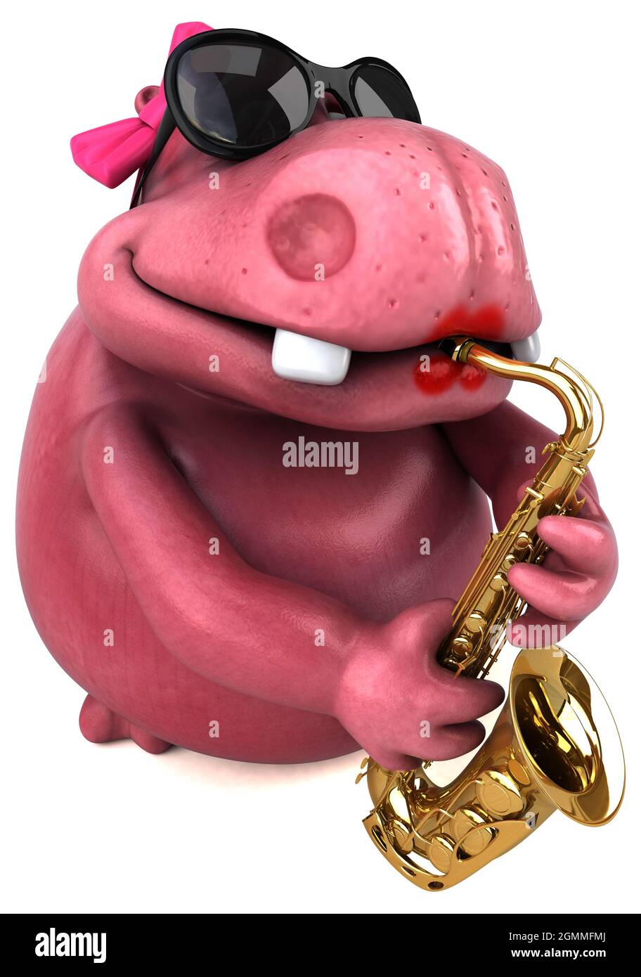 Pink Hippo - 3D Illustration Stock Photo - Alamy