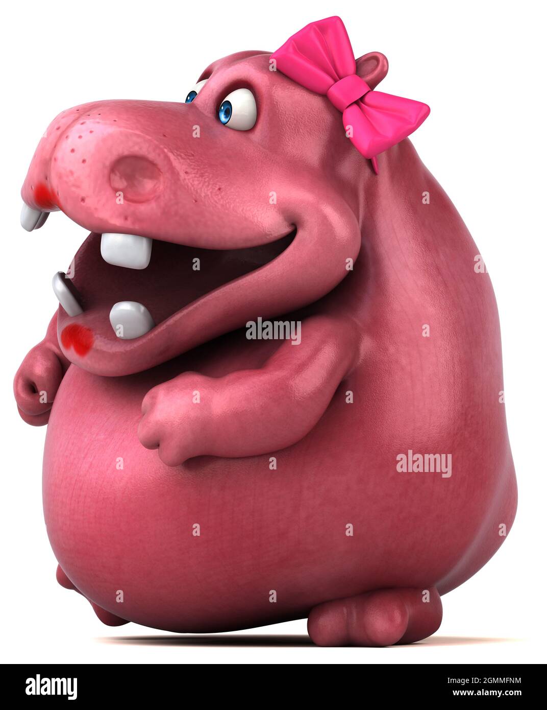 Pink Hippo - 3D Illustration Stock Photo - Alamy