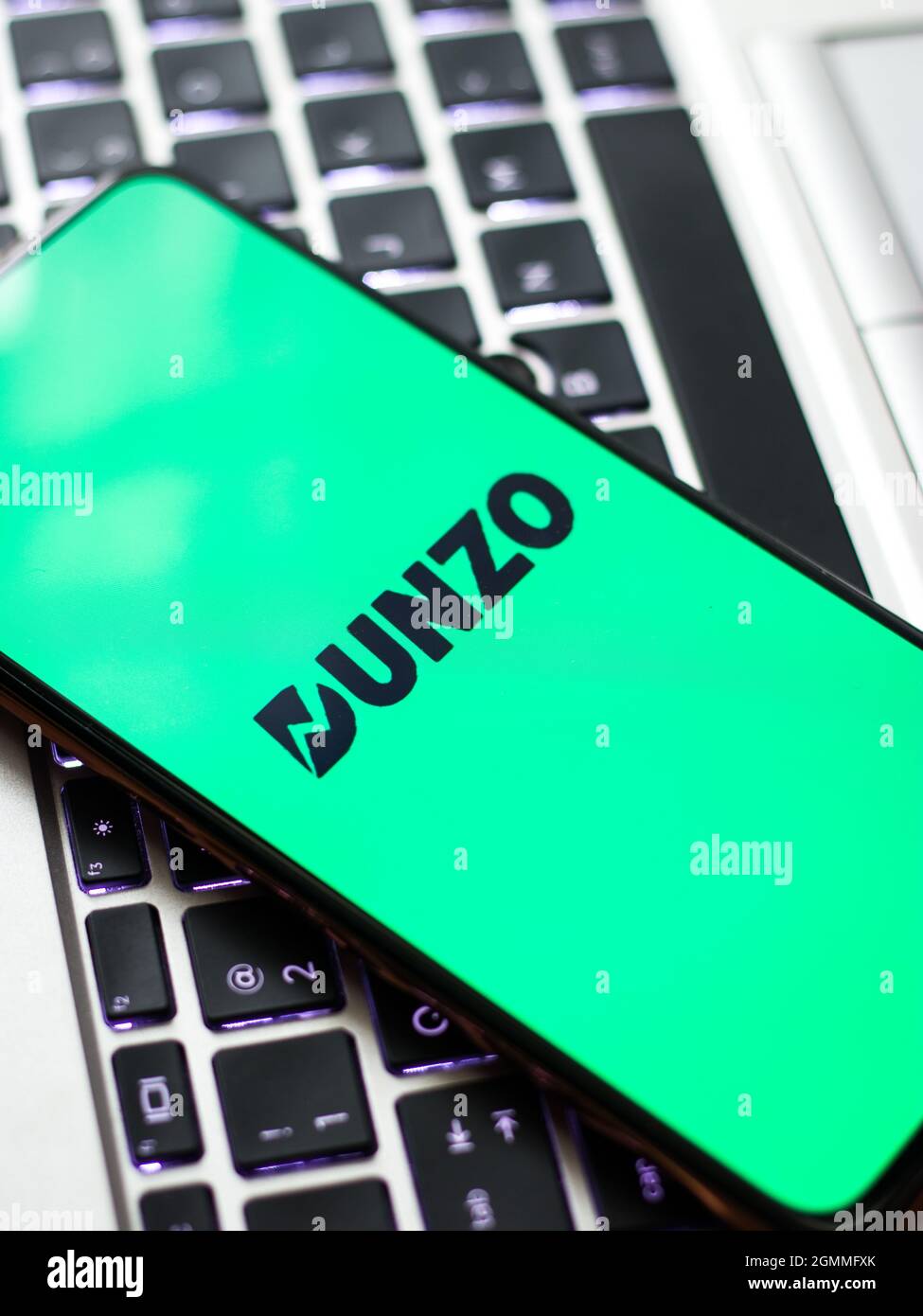 West Bangal, India - August 21, 2021 : Dunzo logo on phone screen stock ...