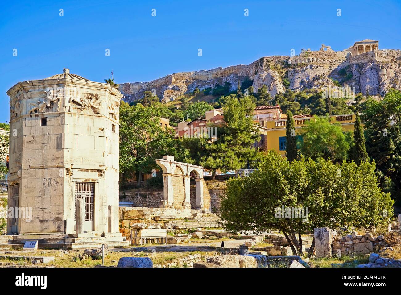 Roman Agora and Acropolis in the background, Athens, Greece Stock Photo ...