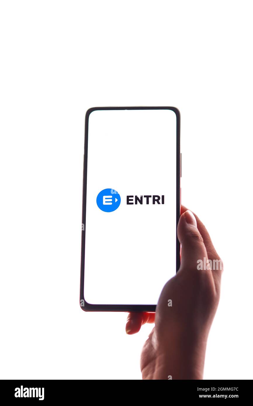 West Bangal, India - August 21, 2021 : Entri logo on phone screen stock ...