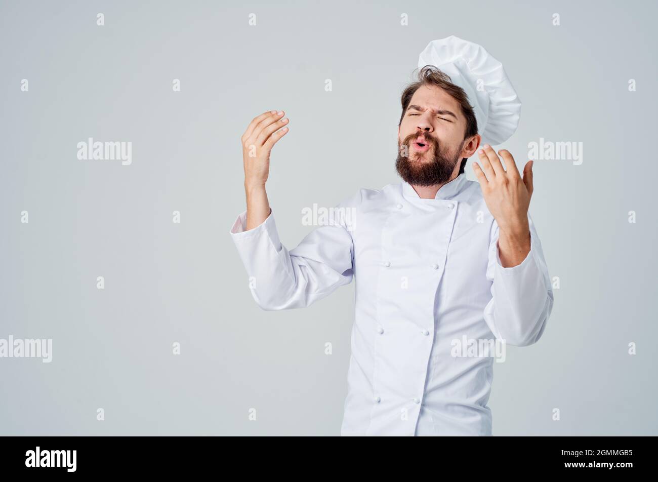 Chef kitchen Job hand gestures Professional emotions Stock Photo - Alamy