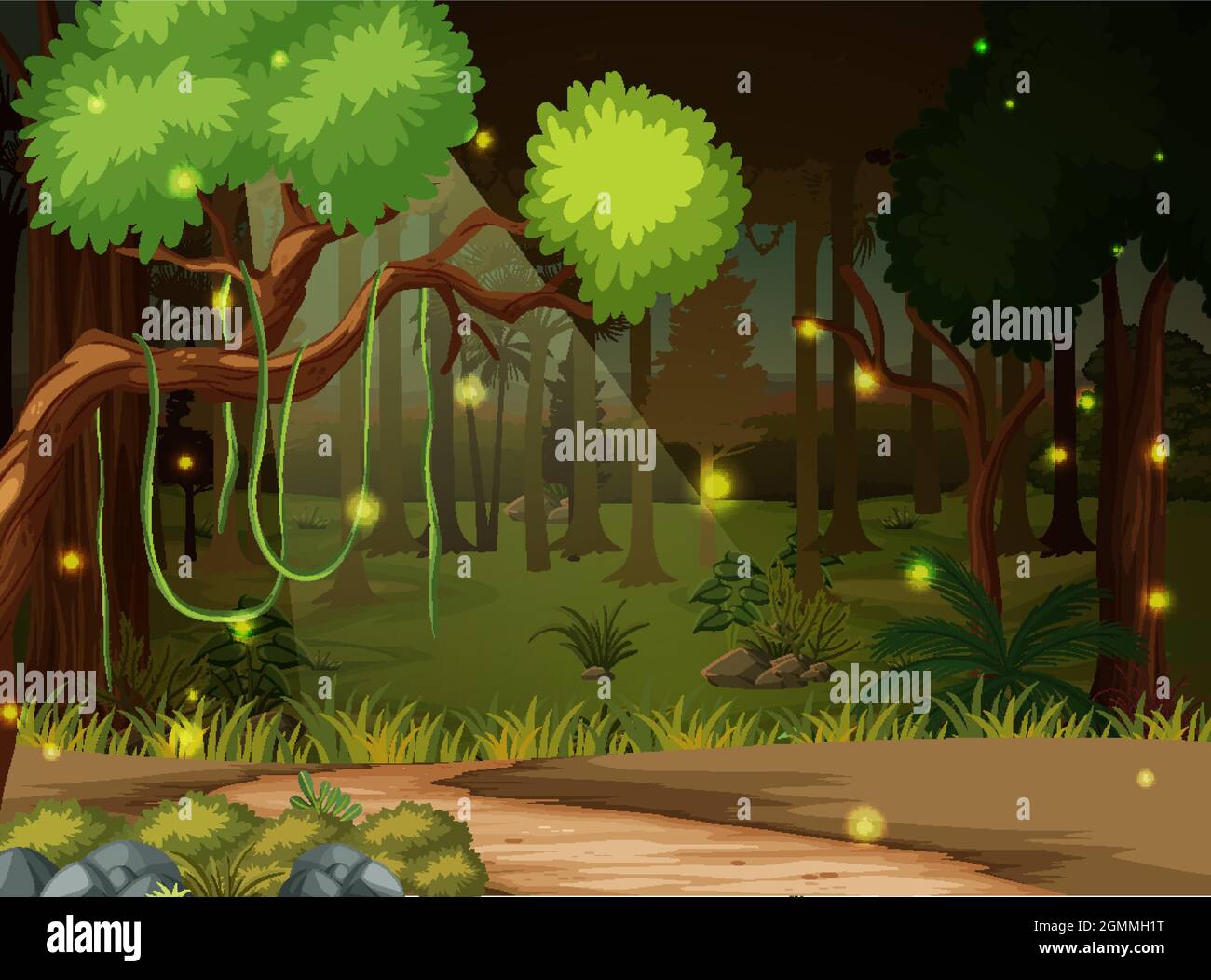 Enchanted forest landscape background illustration Stock Vector Image ...