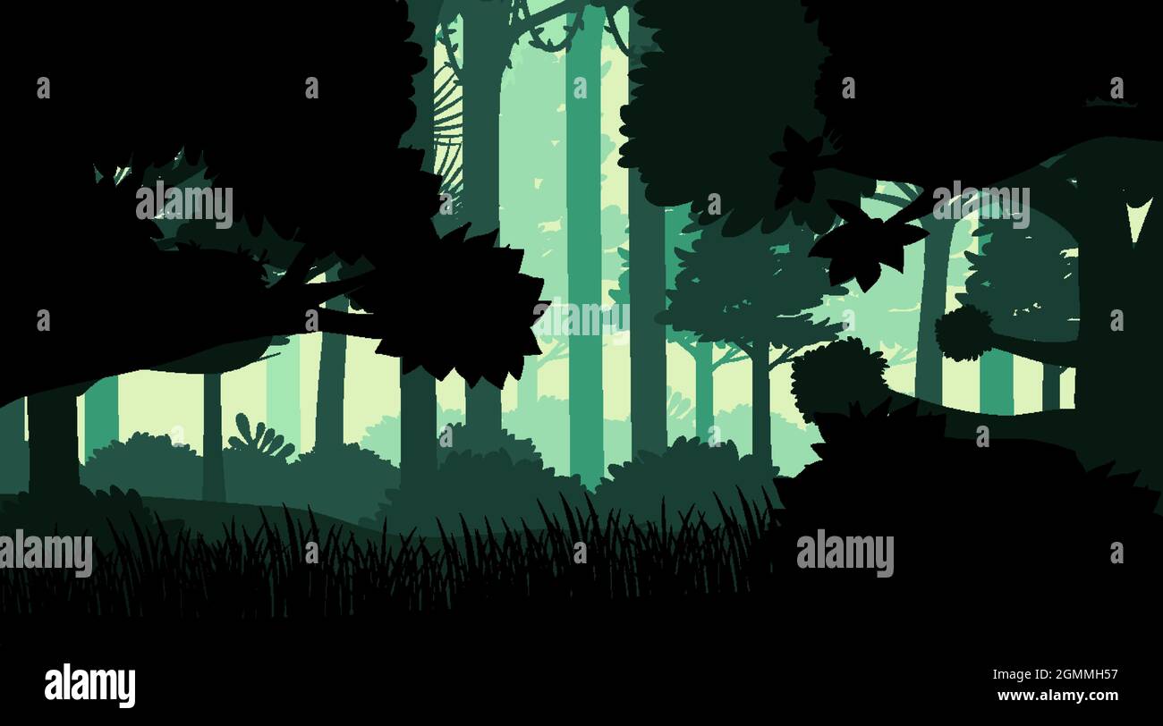 Silhouette jungle landscape background illustration Stock Vector Image ...