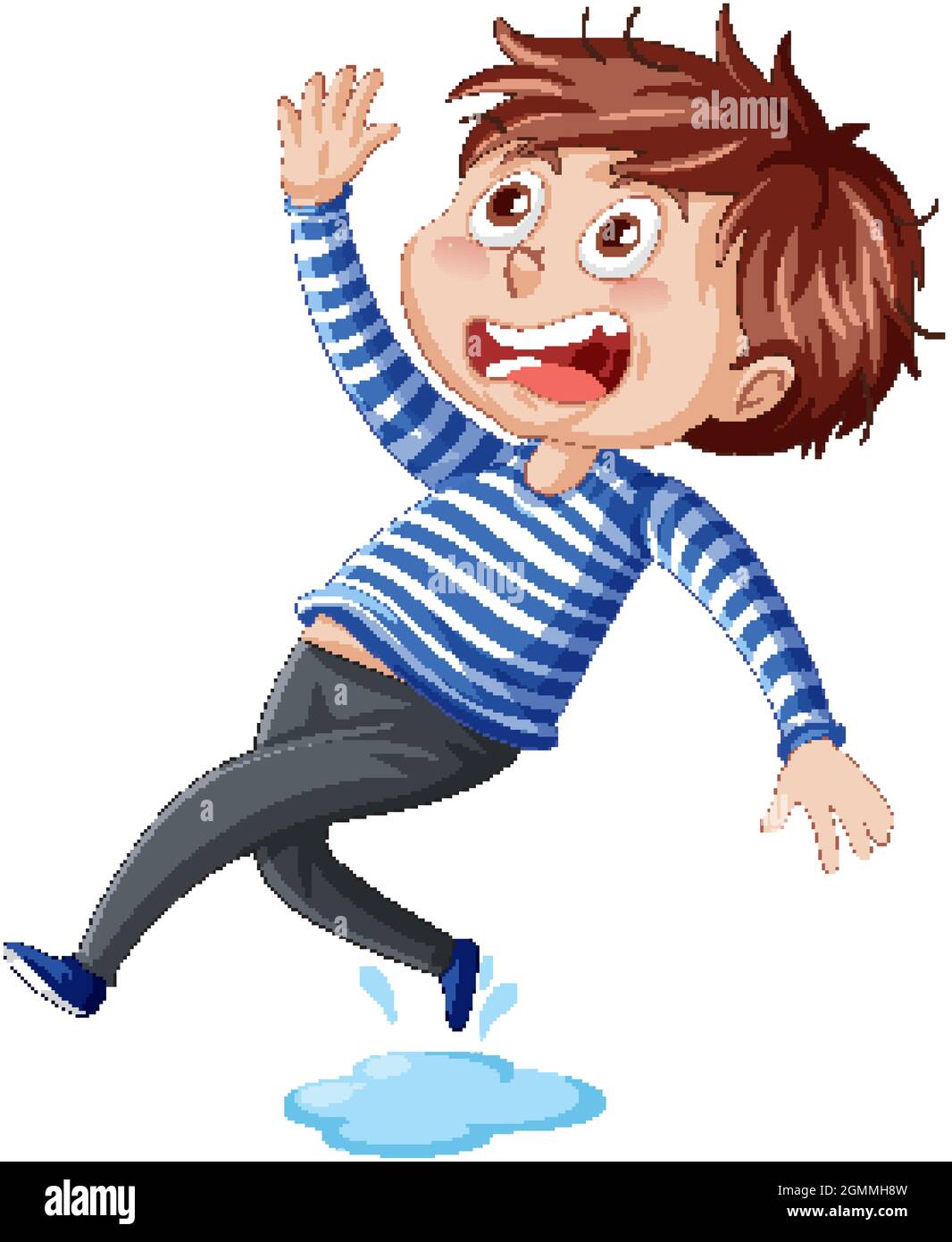 Boy slipping on wet floor on white background illustration Stock Vector ...