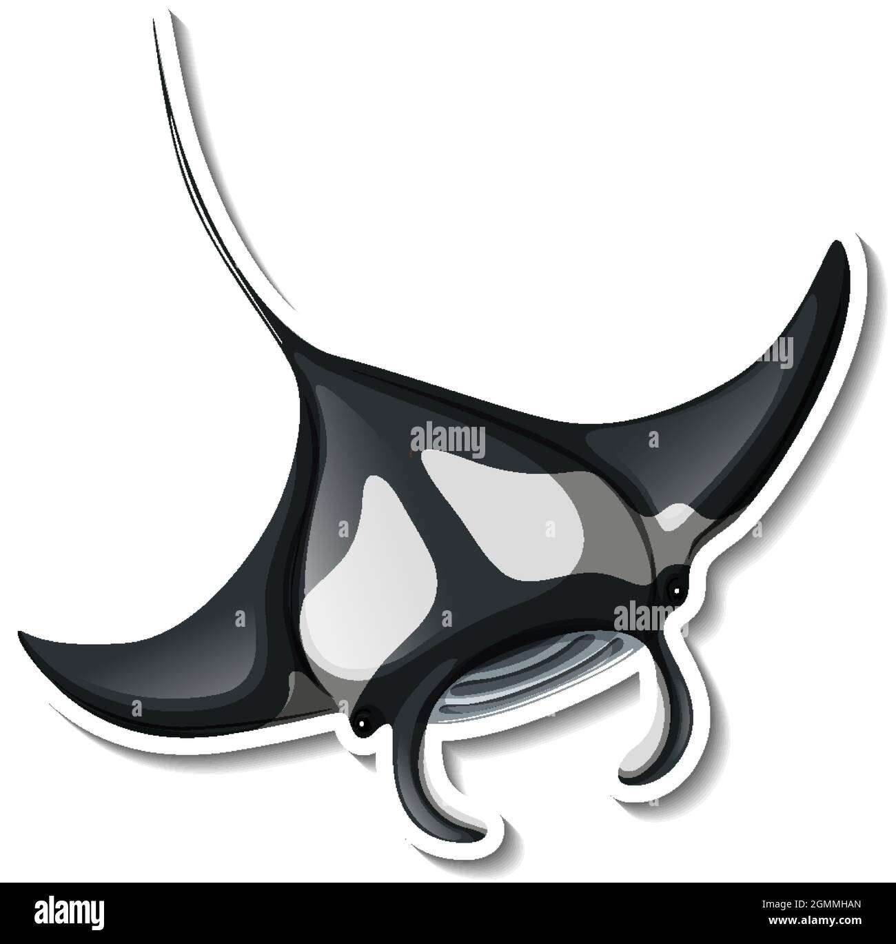 A sticker template of manta ray cartoon character illustration Stock ...