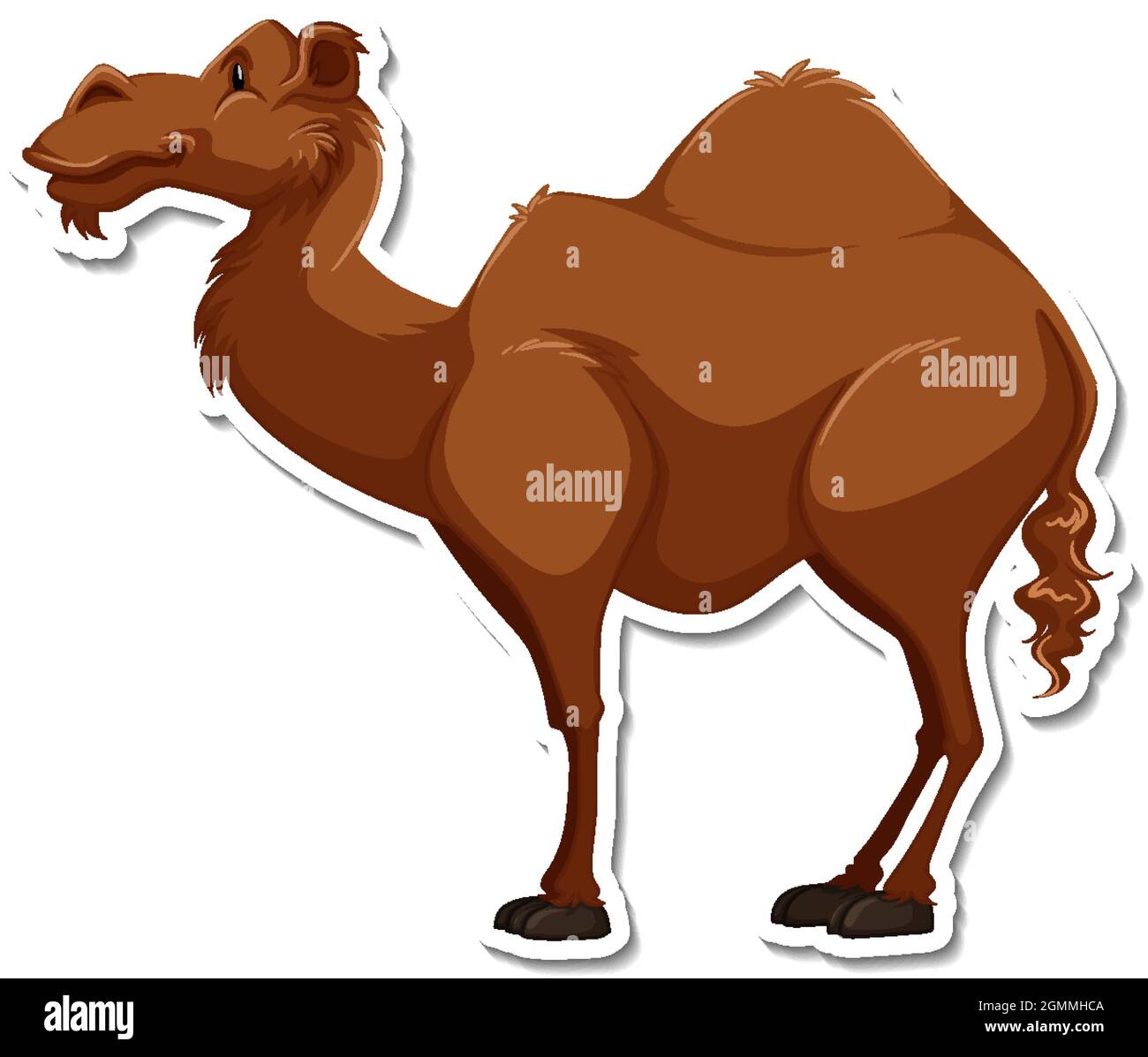 A sticker template of camel cartoon character illustration Stock Vector ...