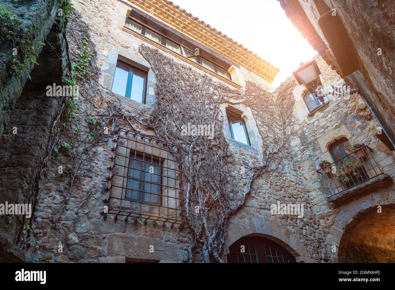 Old streets and buildings of the historic center of Girona, Spain Stock ...