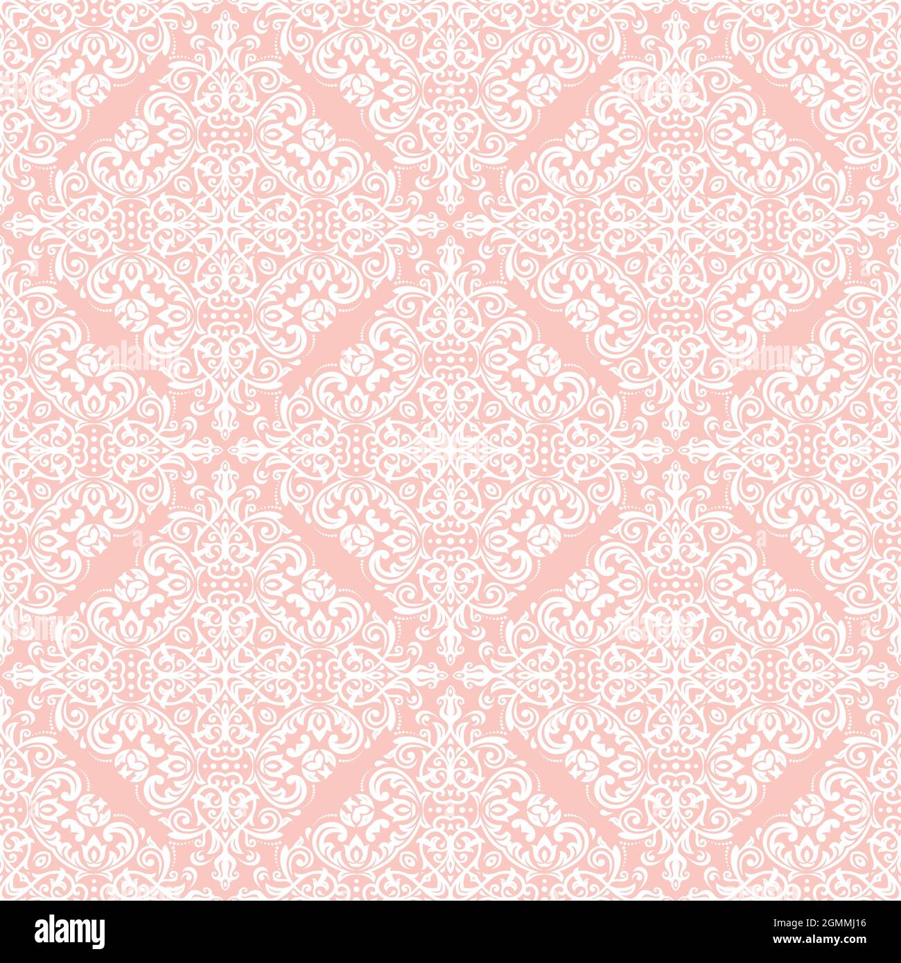 Orient vector classic pattern. Seamless abstract pink and white ...