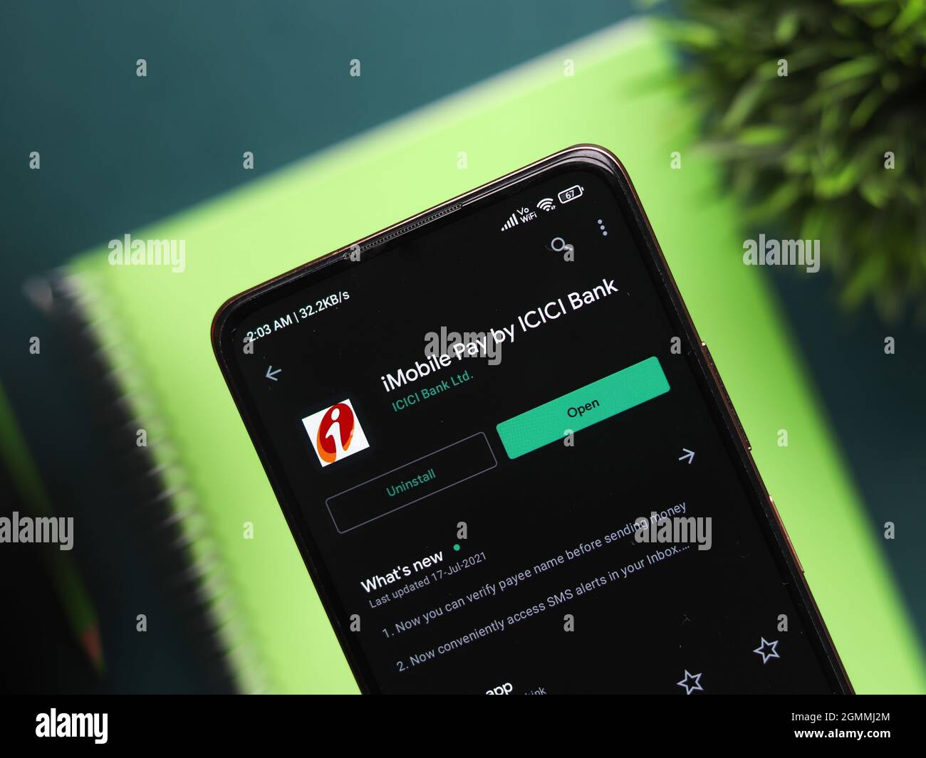 West Bangal, India - August 21, 2021 : Icici imobile logo on phone ...