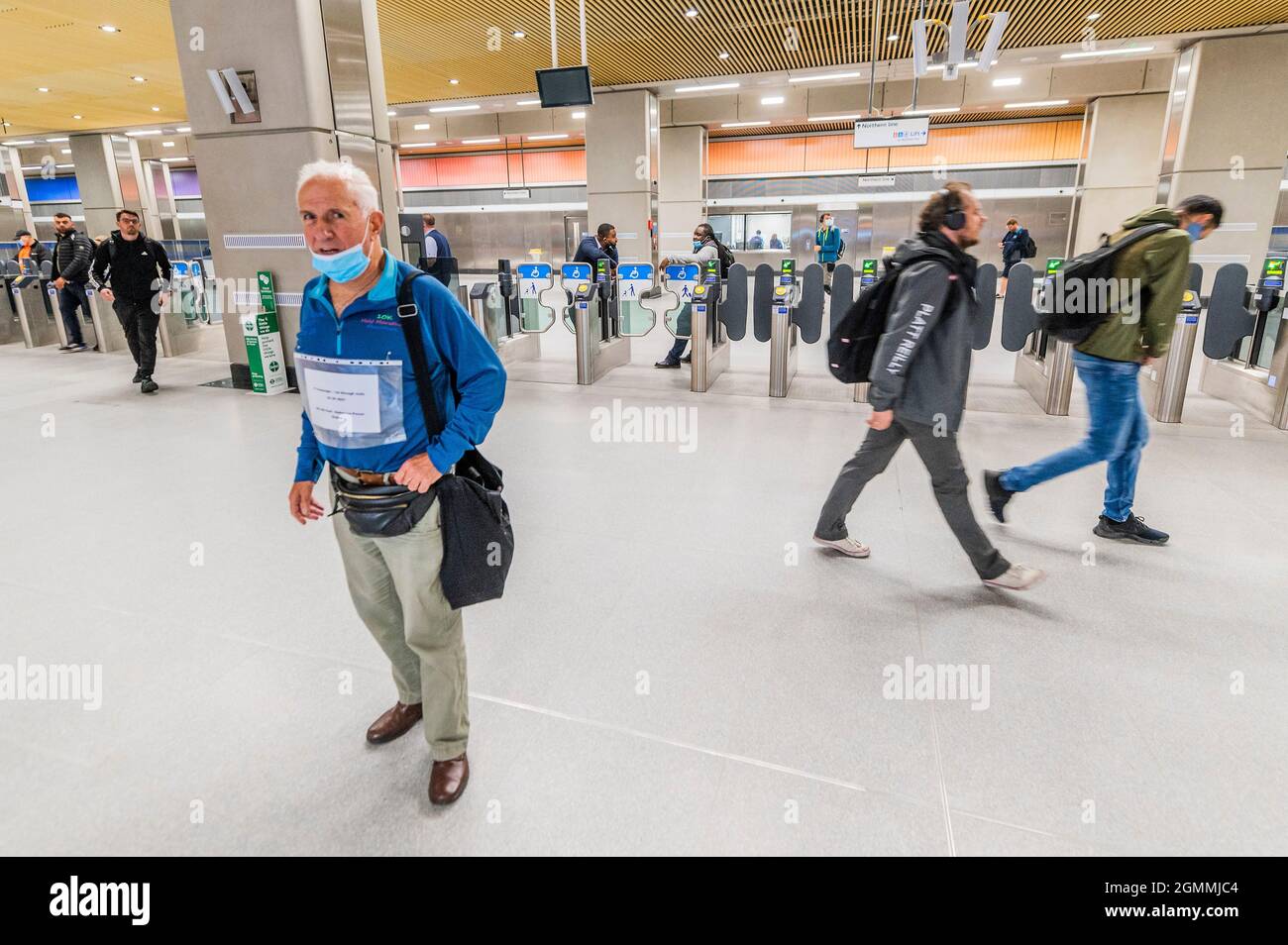 London, UK. 20th Sep, 2021. Peter Torre, the first through passenger from the Northern end of ...