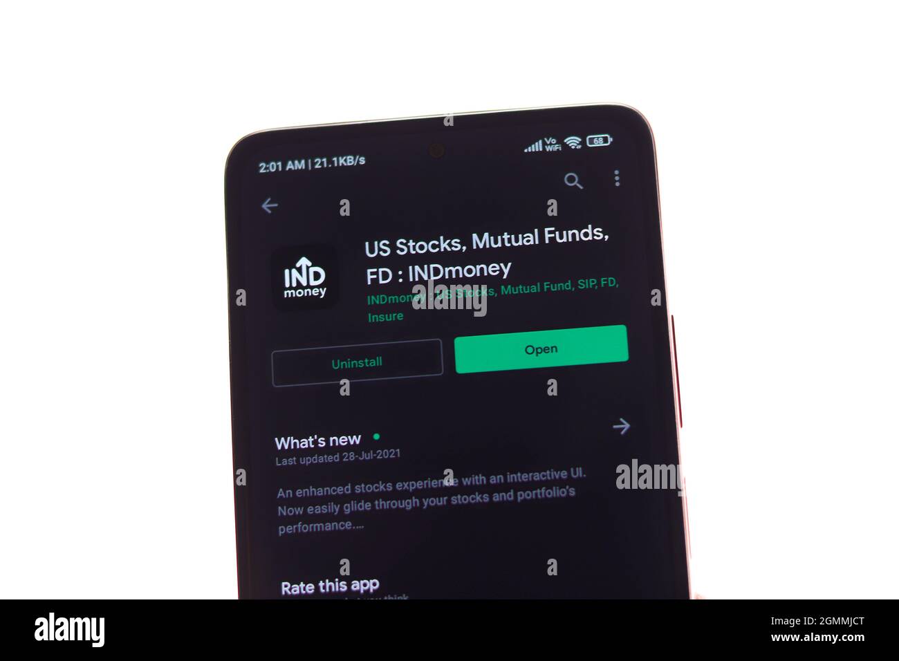 West Bangal, India - August 21, 2021 : Ind Money logo on phone screen ...