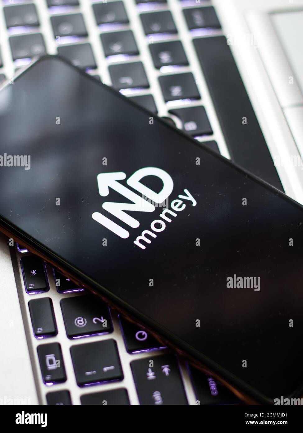 West Bangal, India - August 21, 2021 : Ind Money logo on phone screen ...