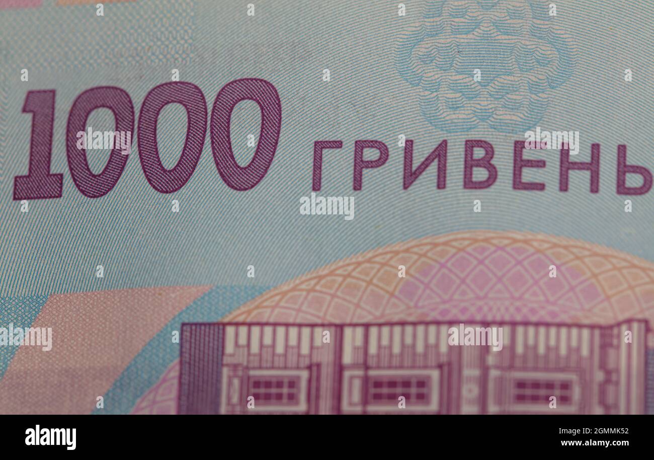 Closeup 1000 hryvnias banknote issued in 2019 Stock Photo - Alamy