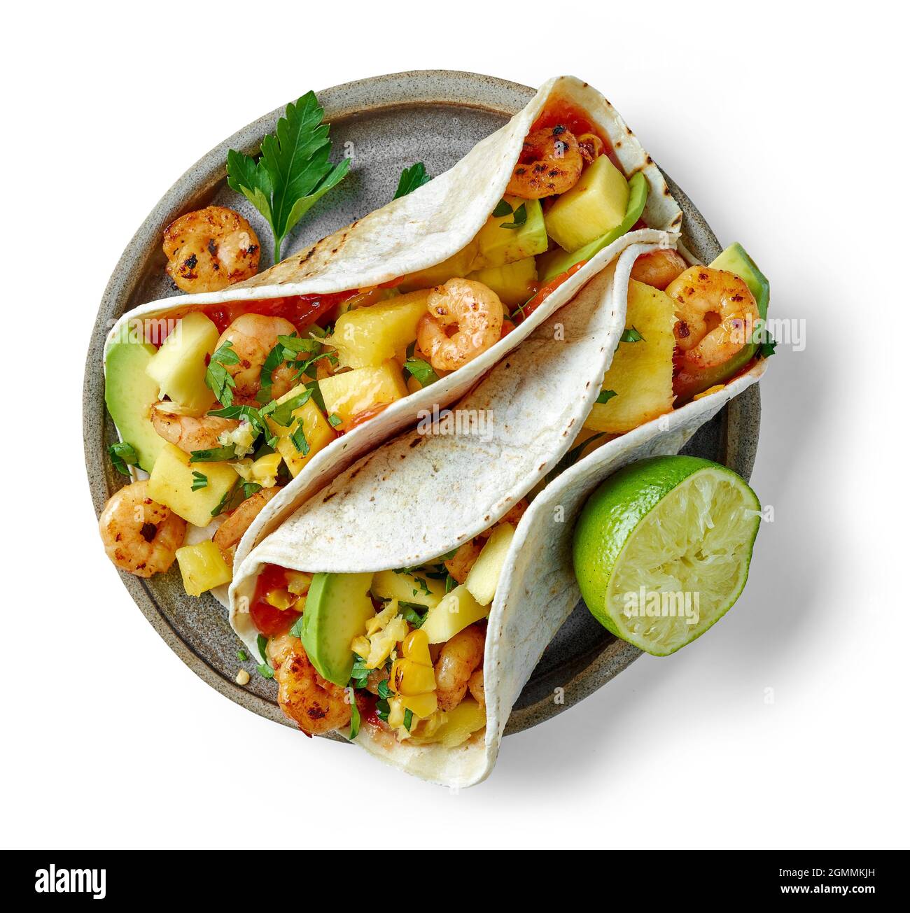 Shrimp taco top view Cut Out Stock Images & Pictures - Alamy