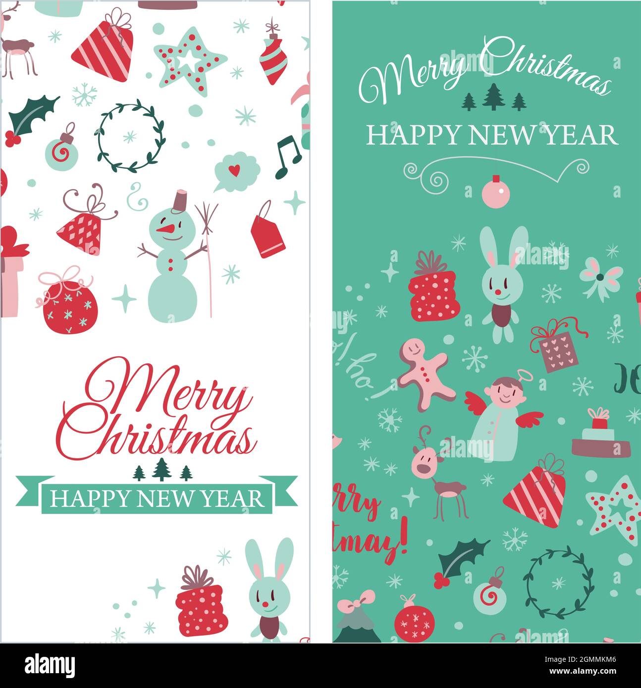 Set of web banners with Christmas design elements in doodle style ...
