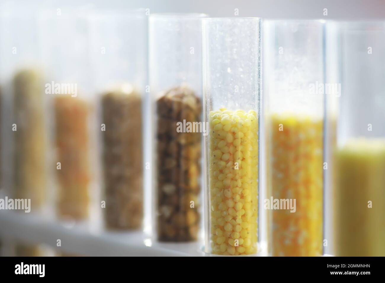 Test tubes with seeds of selection plants. Research Analyzing ...