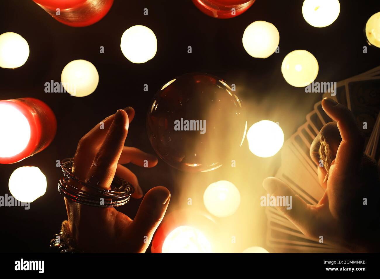 Mystic still life with voodoo doll, the tarot cards, books, evil ...