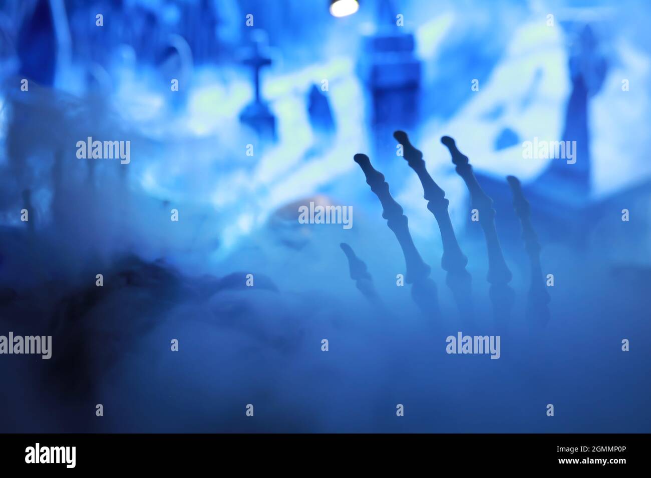 Skeleton Zombie Hand Rising Out Of GraveYard - Halloween Stock Photo ...