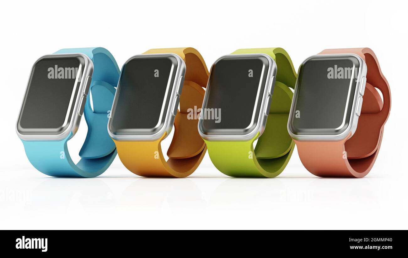 Generic smartwatches isolated on white background. 3D illustration ...