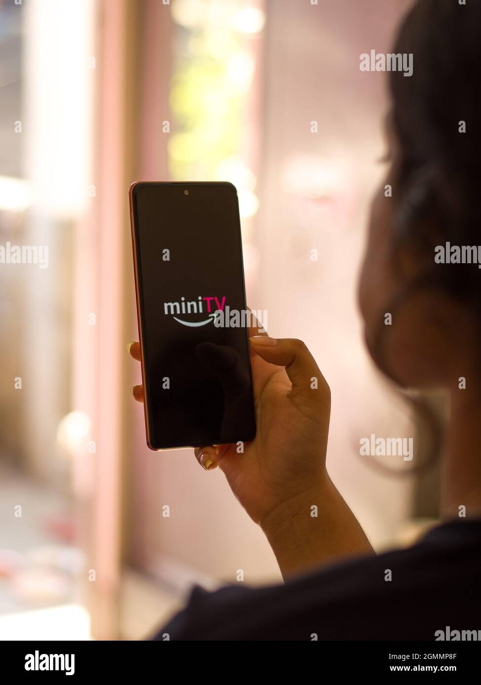 Assam, india - May 18, 2021 : Amazon mini TV logo on phone screen stock ...