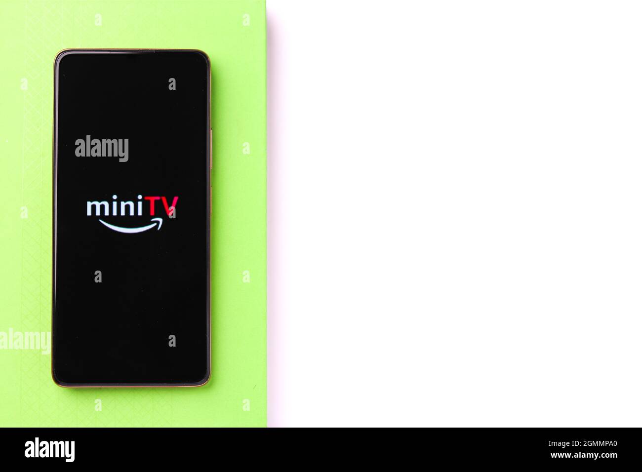 Assam, india - May 18, 2021 : Amazon mini TV logo on phone screen stock ...