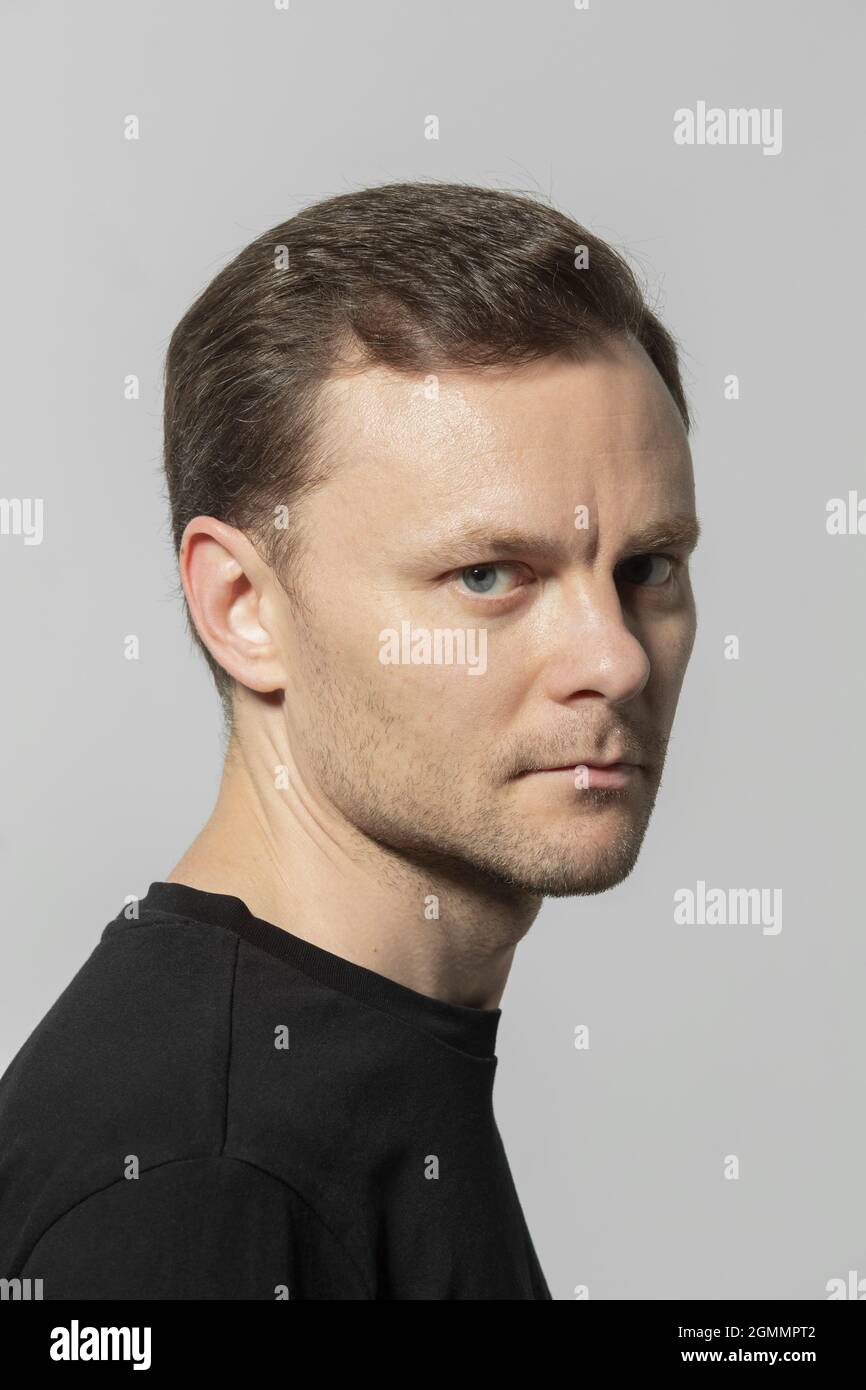 Portrait serious handsome man on white background Stock Photo - Alamy Portrait serious handsome man on white background Stock Photo - Alamy