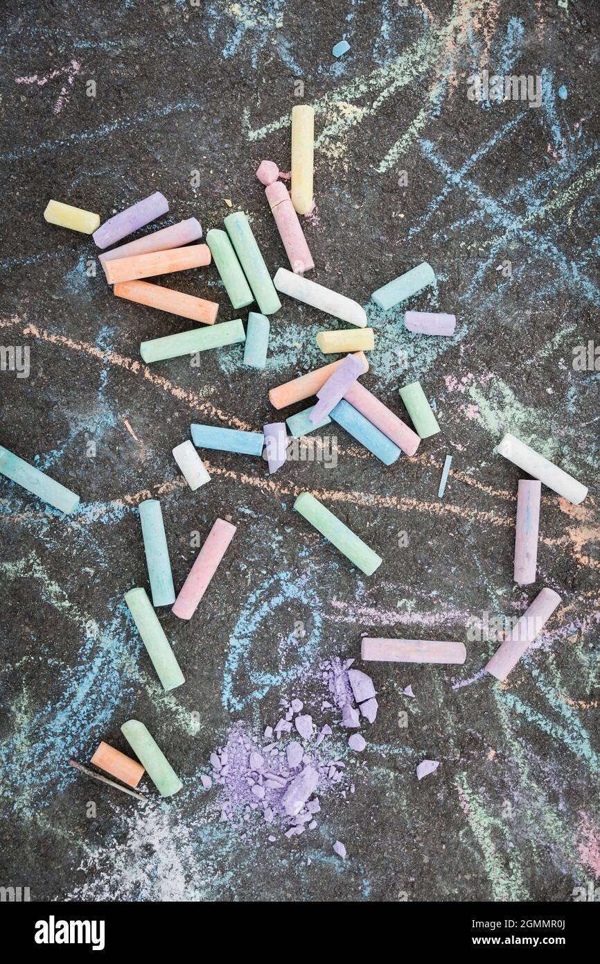 Multicolor sidewalk chalk Stock Photo - Alamy