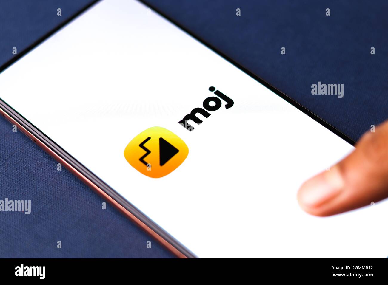 West Bangal, India - August 21, 2021 : Moj app logo on phone screen ...